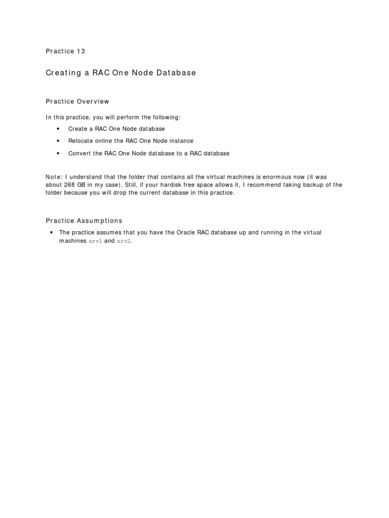 Practice Creating Oracle RAC One Node | PDF | Databases | Information ... Practice Creating Oracle RAC One Node | PDF | Databases | Information ...