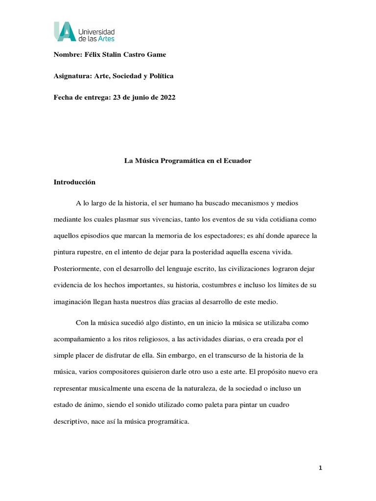Ejemplos de Música Programática | PDF | Las artes escénicas | Elementos ...