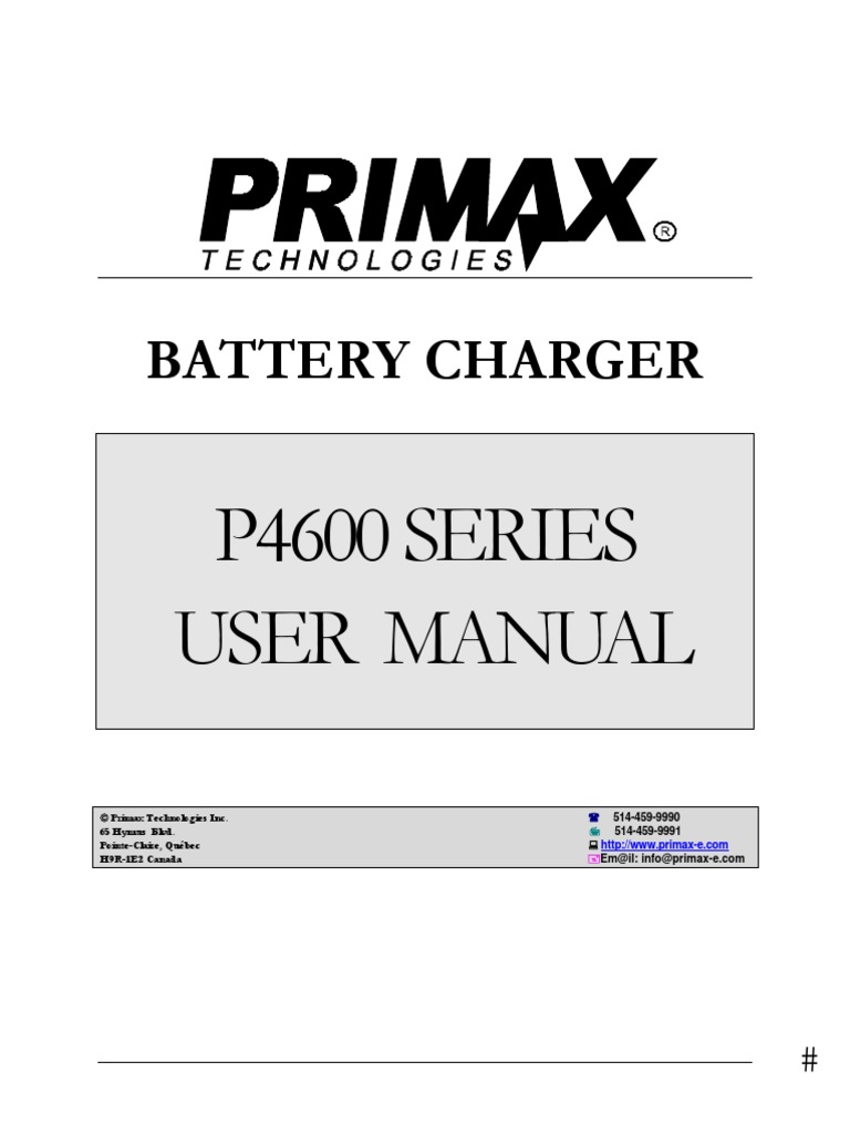 Primax Battery Charger P4600 - Manual | PDF | Battery Charger ...