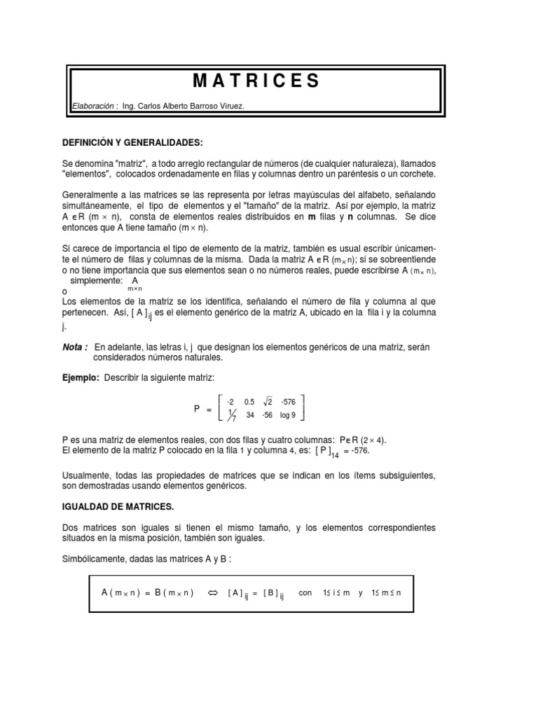 Introducción a las Matrices y Operaciones | PDF | Matriz (Matemáticas ...