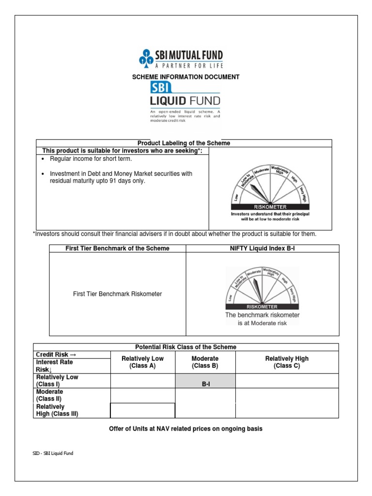 Sid - Sbi Liquid Fund | PDF | Securitization | Derivative (Finance)
