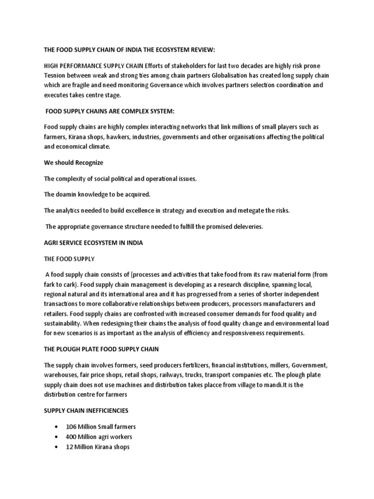 India's Complex Food Supply Chain Ecosystem | PDF | Logistics | Agriculture