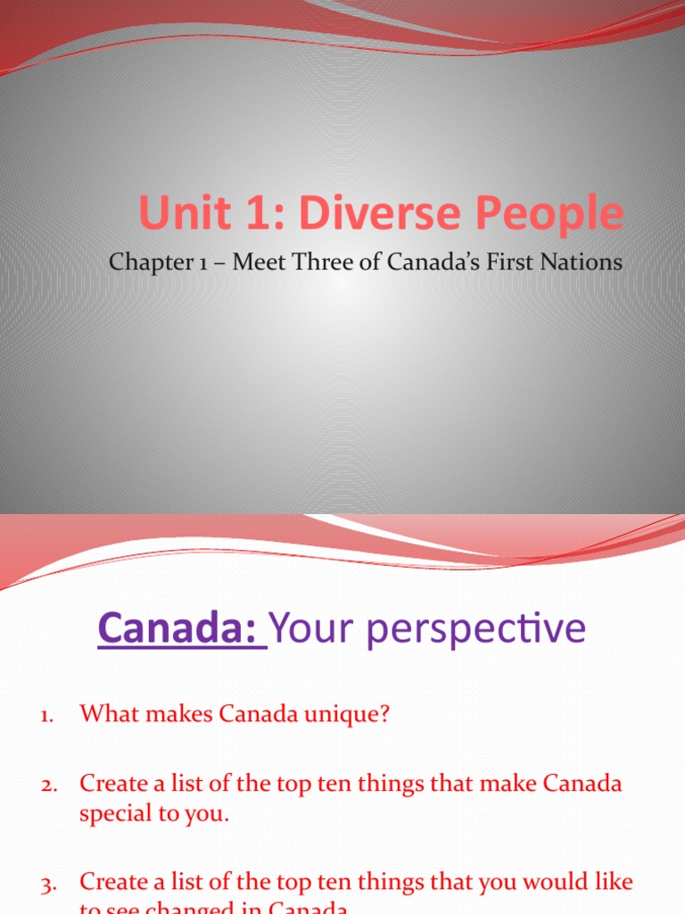 Unit 1: Diverse People: Chapter 1 - Meet Three of Canada's First ...