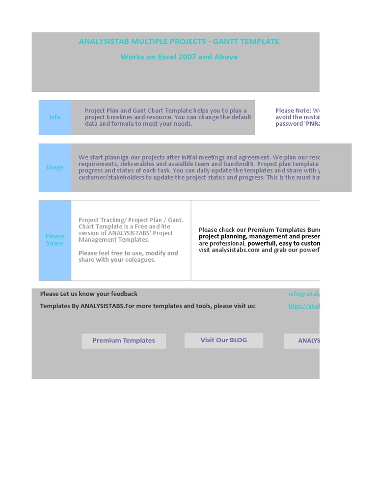 ANALYSISTABS Multiple Project Tracking Template Excel 2003 Version ...