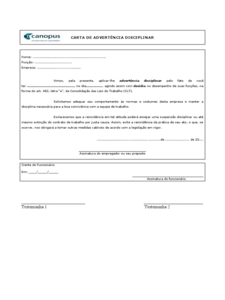 carta de advertencia | PDF