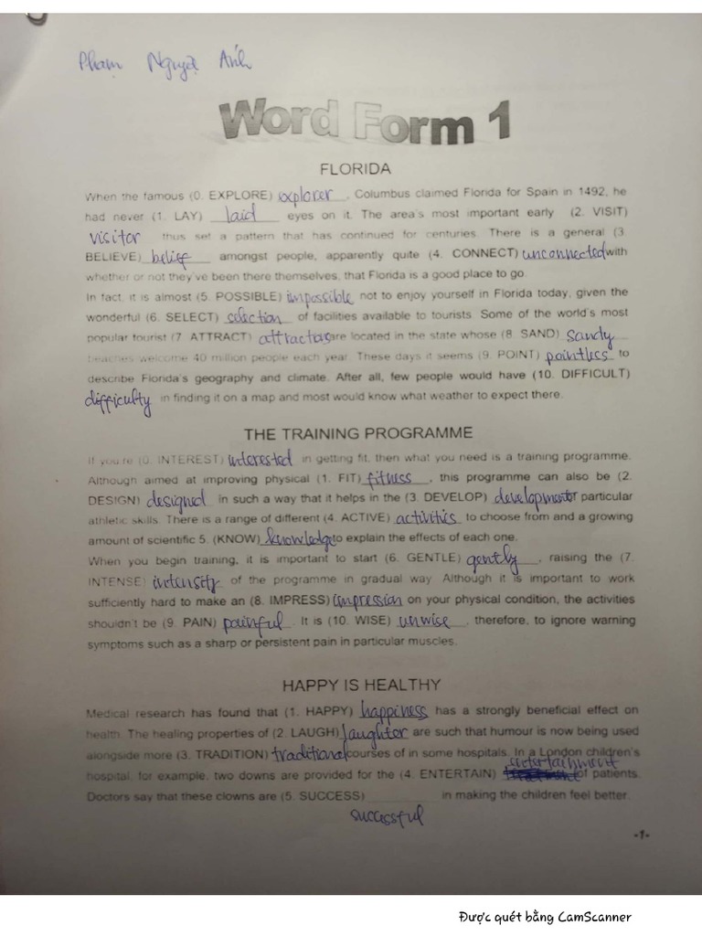 Word Form 1 - 9a2 | PDF