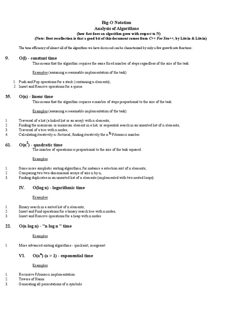 Big-O Notation Analysis of Algorithms | PDF | Time Complexity | Logarithm