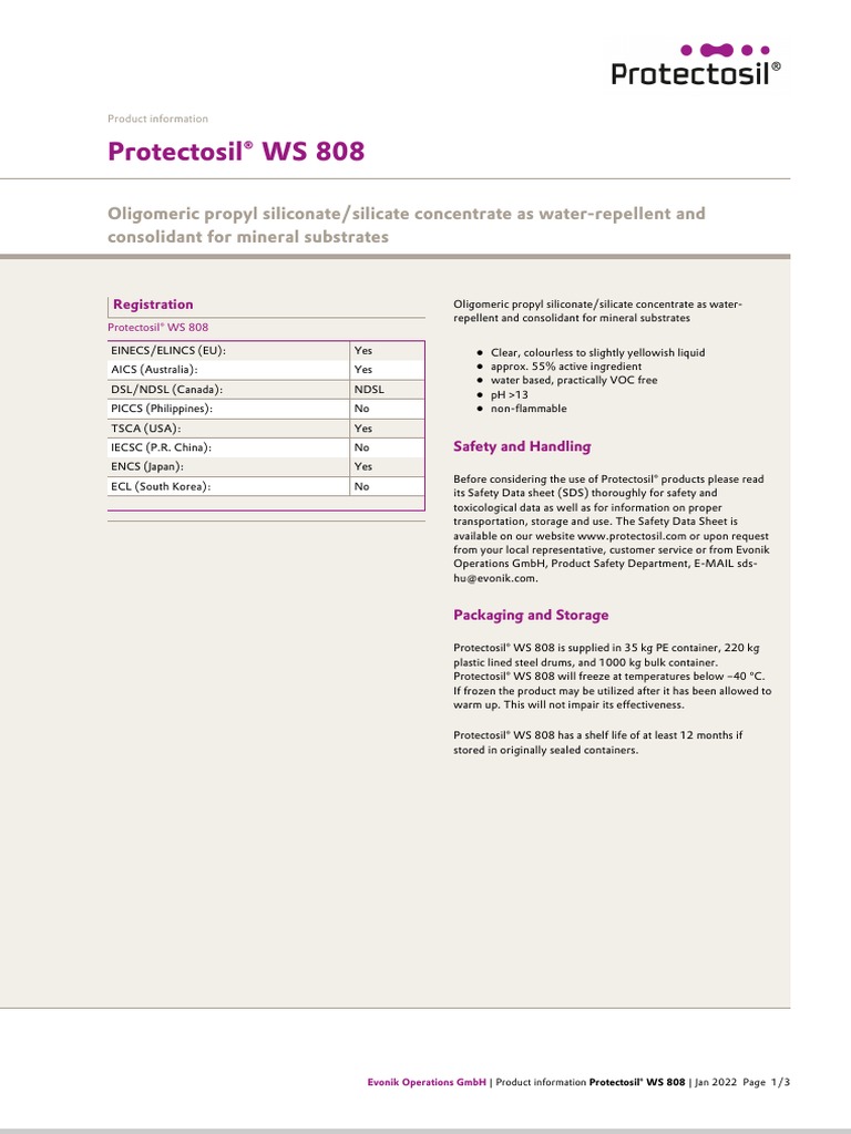 Protectosil®WS 808 | PDF | Water | Materials