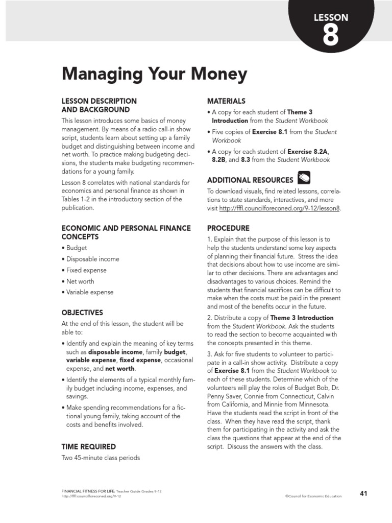 Managing Your Money - Teacher Guide | PDF | Loans | Mortgage Loan