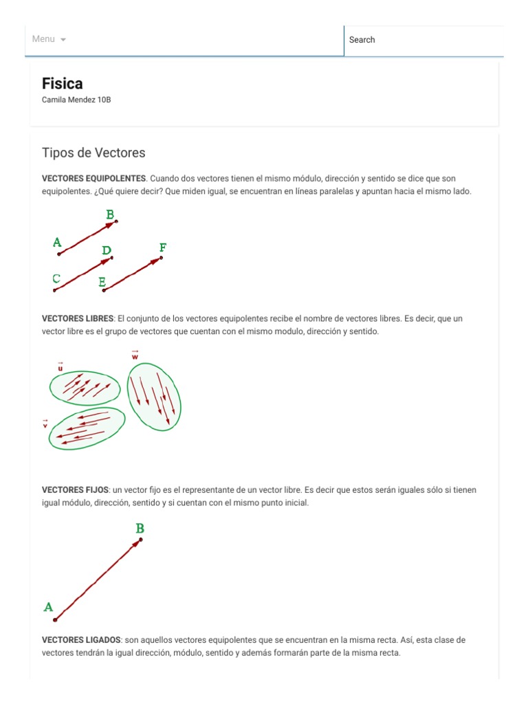 Tipos de Vectores - Fisica | PDF