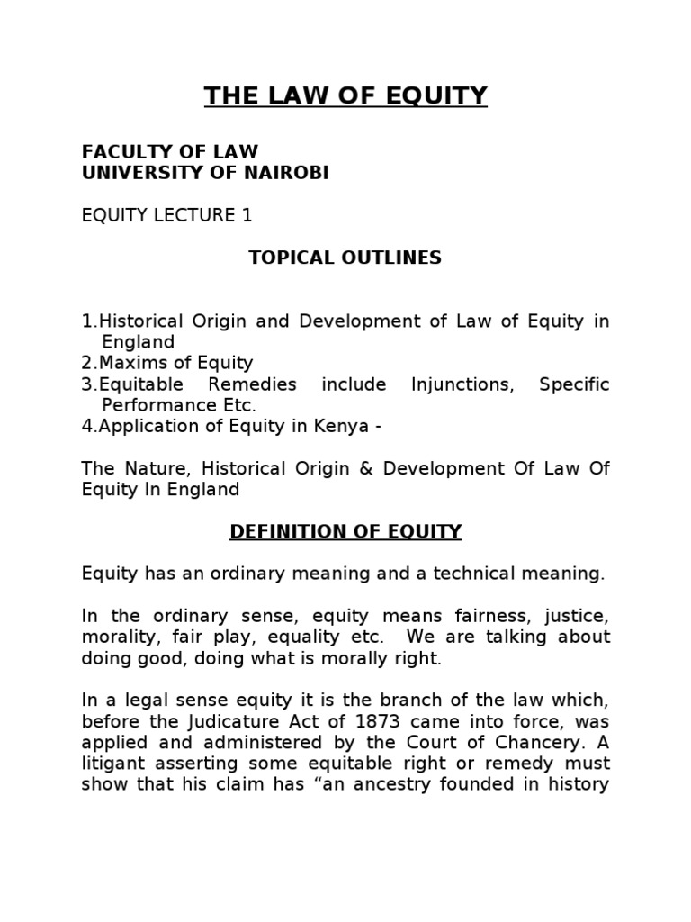 Understanding the Law of Equity | PDF | Concurrent Estate | Equity (Law)