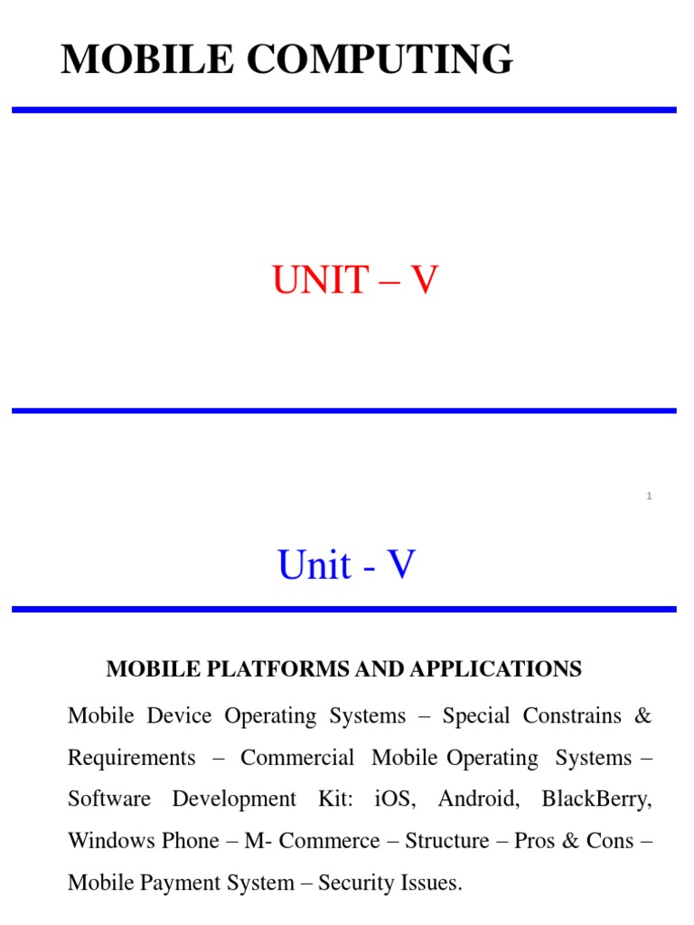 Unit5 Mobile Computing | PDF | Android (Operating System) | Ios