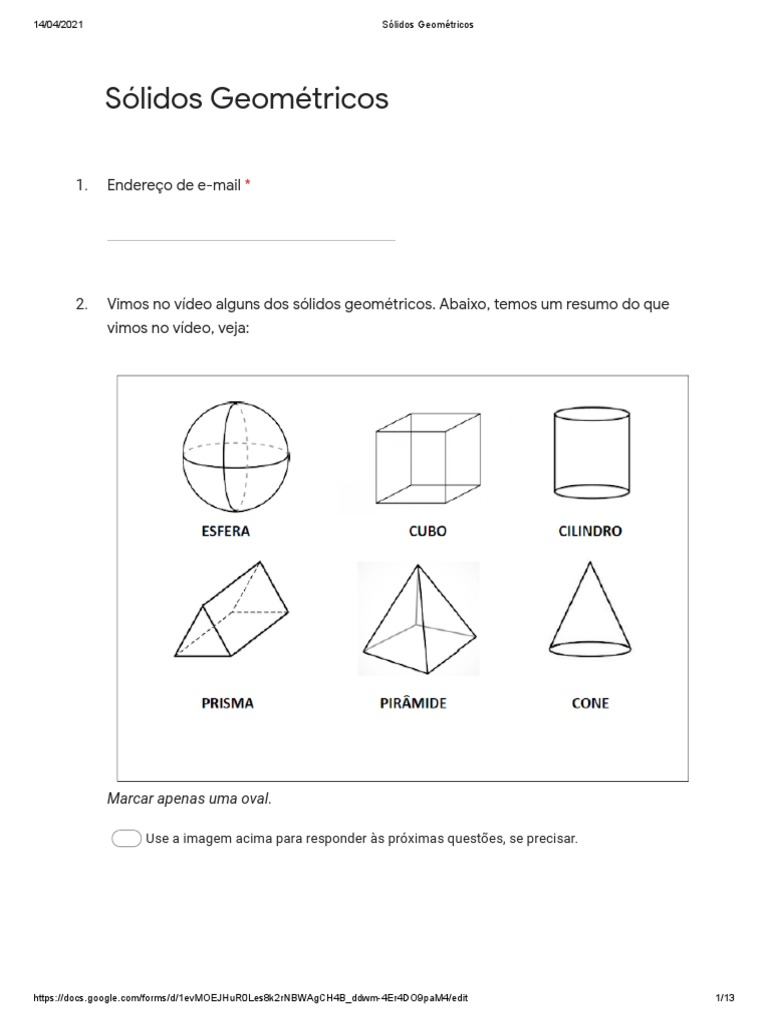 Identificação de Sólidos Geométricos | PDF | Formas geométricas ...