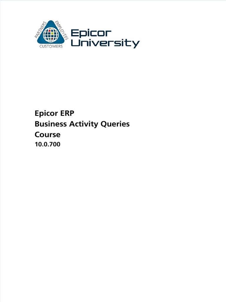 Epicor ERP Business Activity Queries Course | PDF | Databases ...