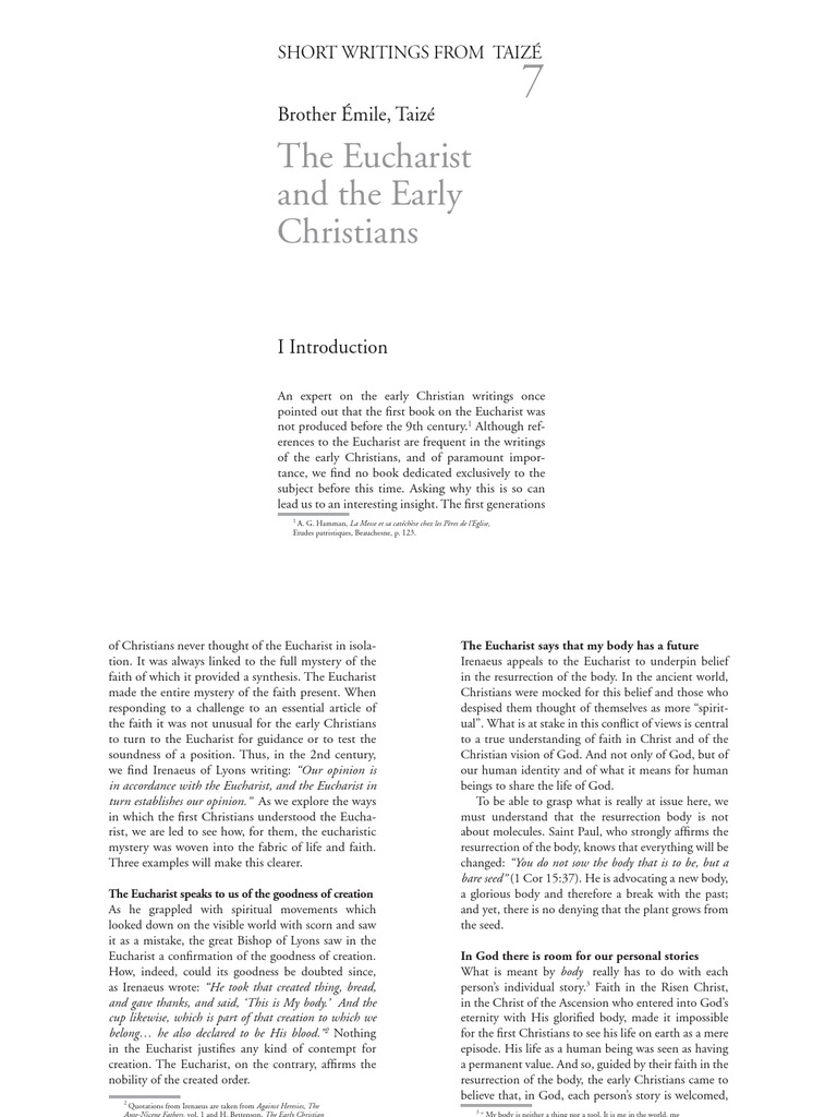 Eucharist and The Early Christians | PDF | Eucharist | Resurrection Of ...