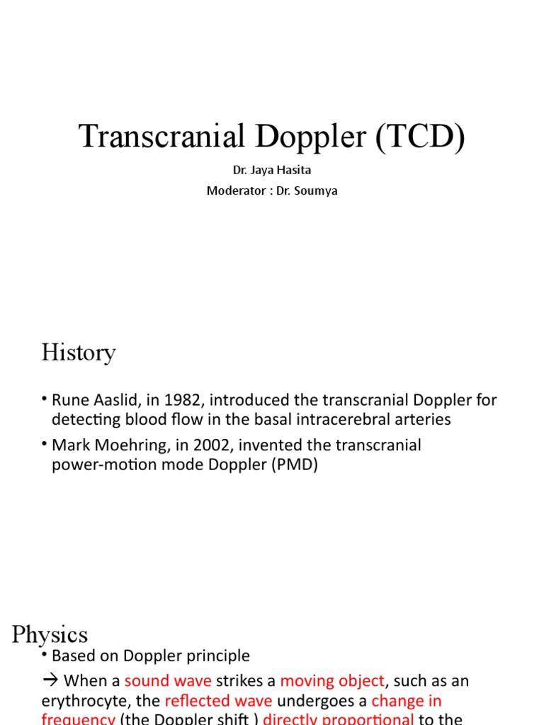 Transcranial Doppler Principles Explained | PDF | Stroke | Blood Pressure