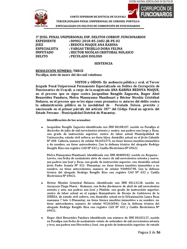 Sentencia Contra Hector Nicolas Cristobal Nolasco | PDF | Derecho penal ...