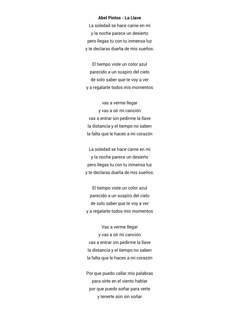 Letra de "La Llave" de Abel Pintos | PDF