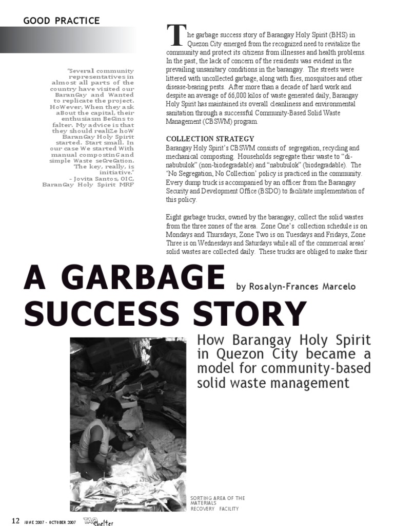 A Garbage Success Story | PDF | Compost | Waste Management