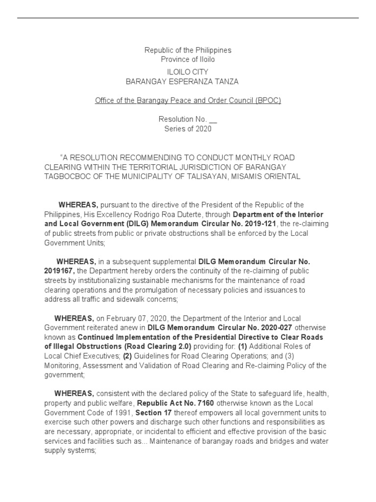 Resolution Road Clearing | PDF | Government | Justice