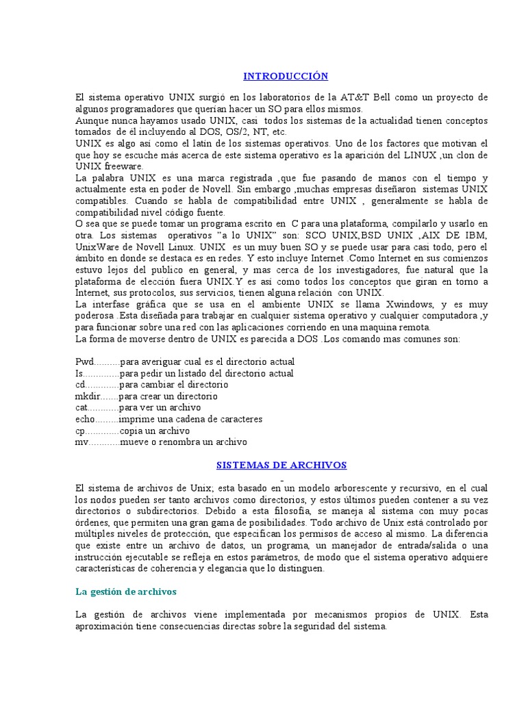 Introducción A Unix | PDF | Archivo de computadora | Unix