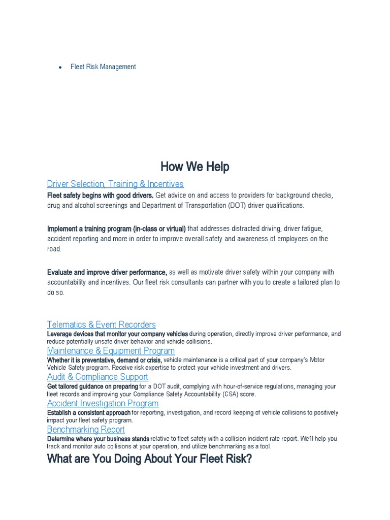 Fleet Risk Management | PDF | Traffic Collision | Risk