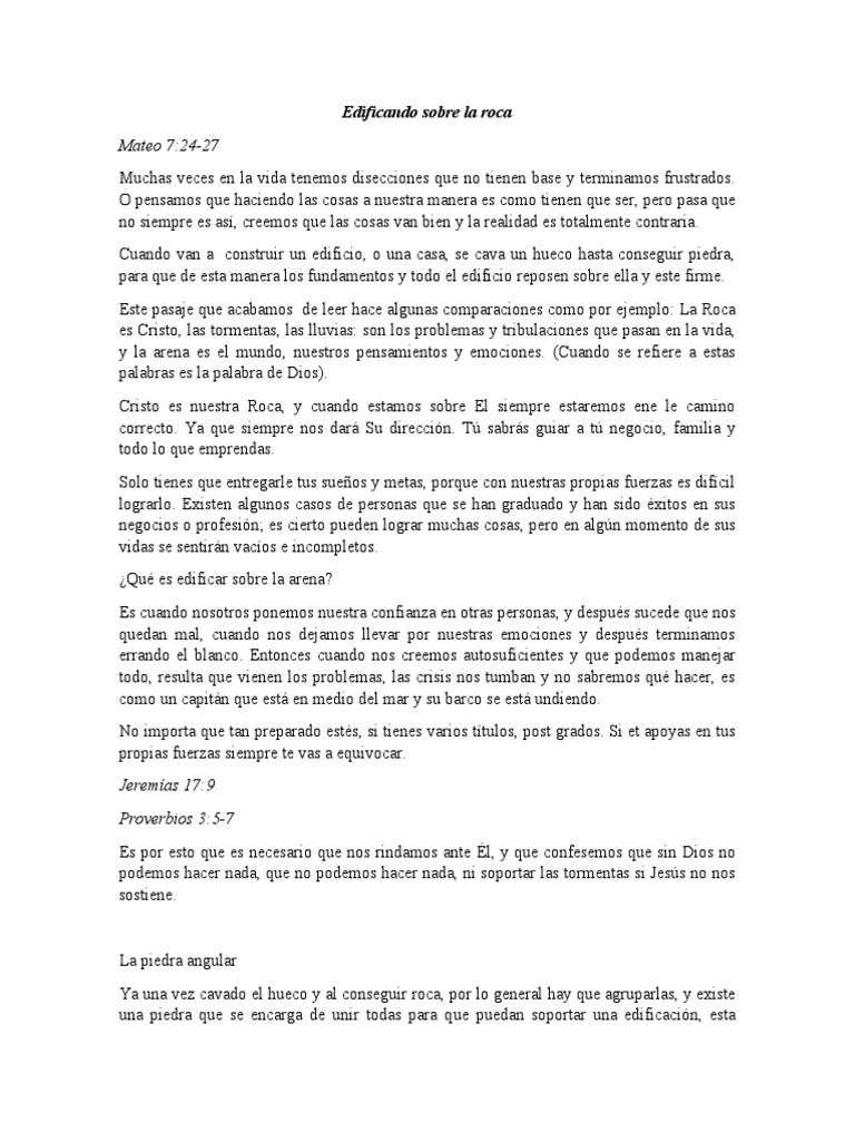 Edificando sobre la roca | PDF | Cristo (título)