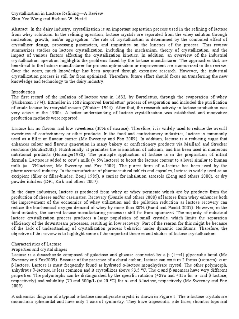 Lactose Crystallization Review | PDF | Crystallization | Nucleation