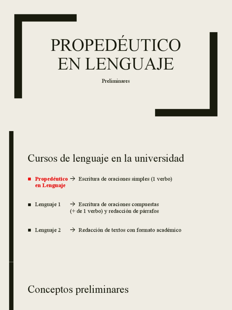 Propedéutico en Lenguaje | PDF | Comunicación | Oración (Lingüística)