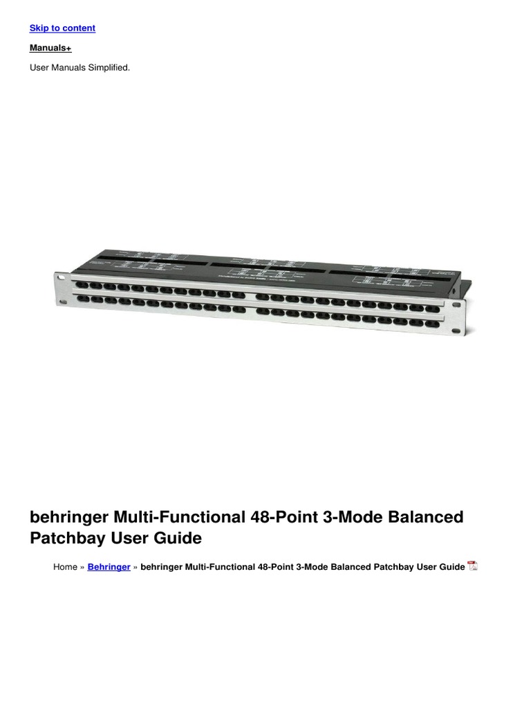 Multi Functional 48 Point 3 Mode Balanced Patchbay Manual | PDF | Ac ...