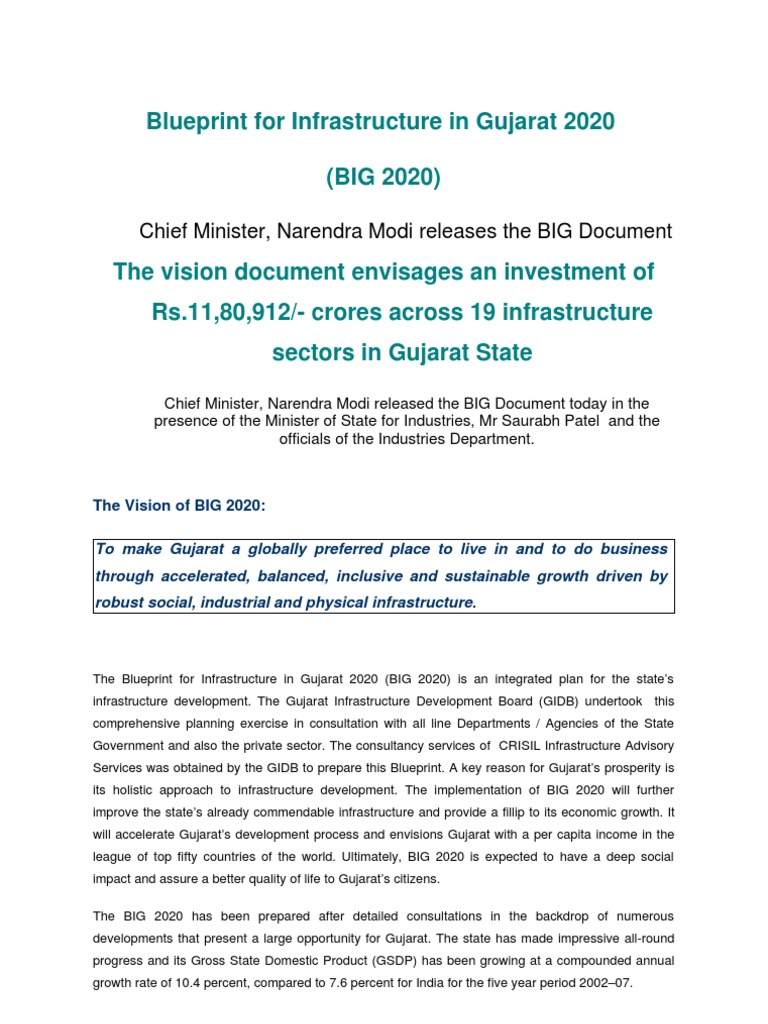 Blueprint For Infrastructure in Gujarat 2020 | PDF