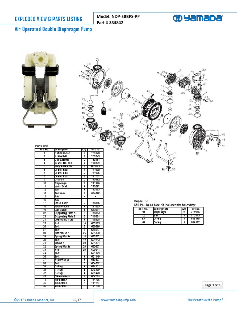 Yamada Ndp-50bps-Pp Bill of Material | PDF | Screw | Valve