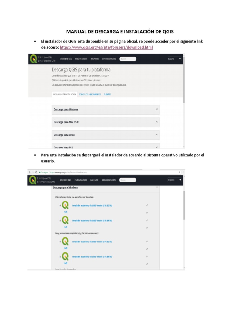 Manual de Descarga e Instalación de Qgis | PDF