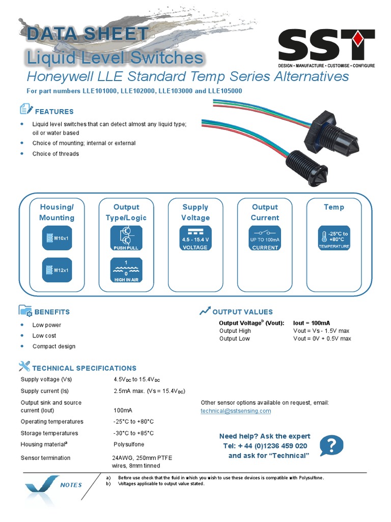 Liquid Level Switches: Data Sheet | PDF | Nut (Hardware) | Electricity