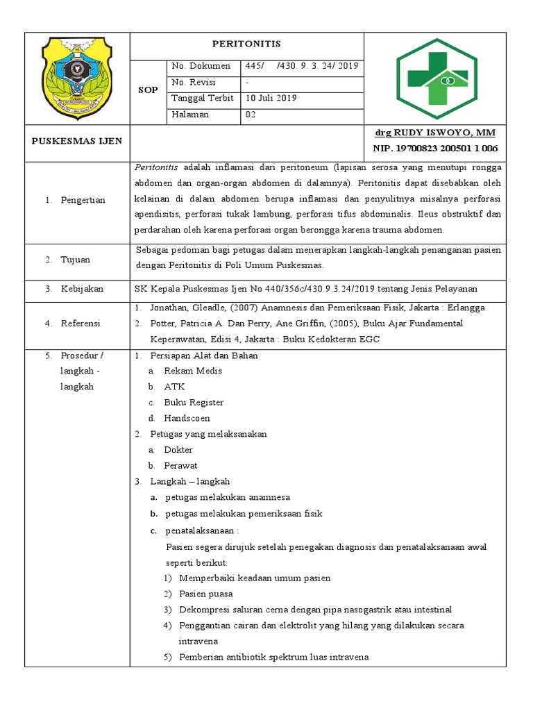 SOP Peritonitis | PDF