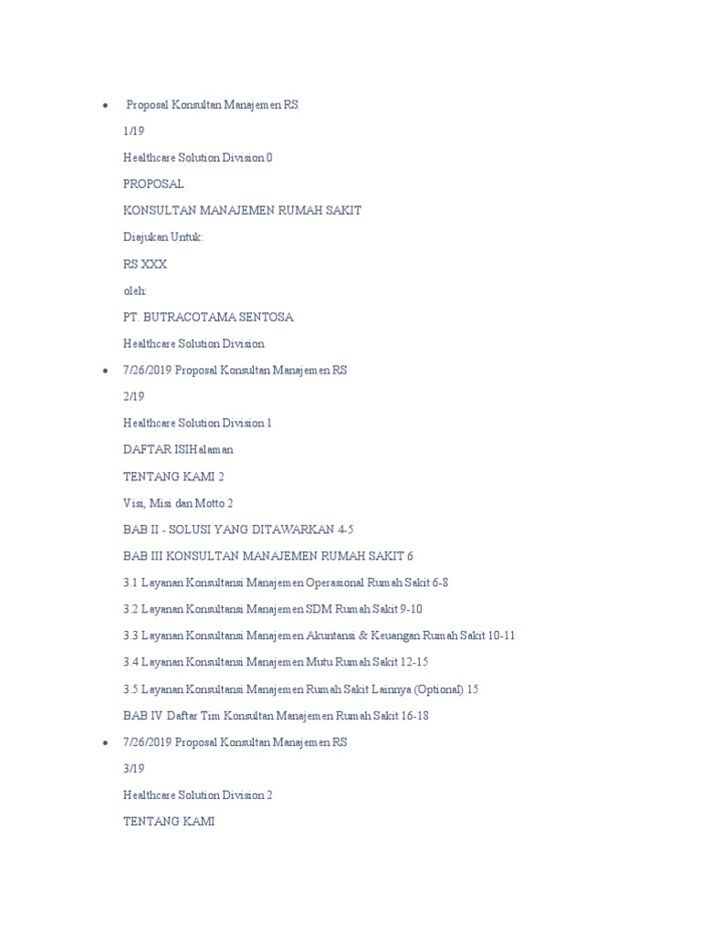 Contoh Proposal Konsultan Manajemen RS | PDF