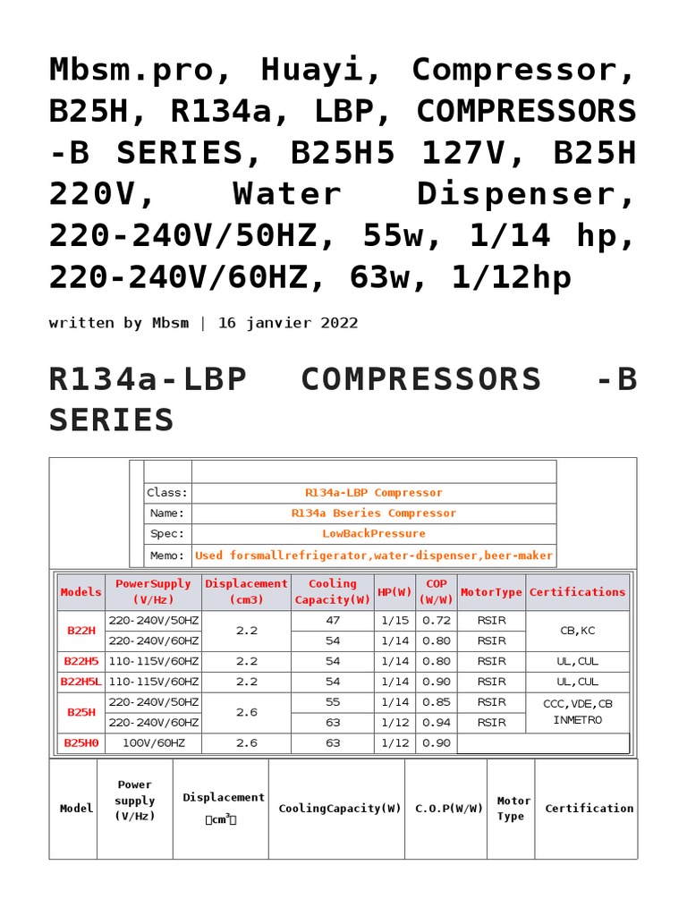 Tabla de Compresores | PDF | Home Appliance | Physical Chemistry