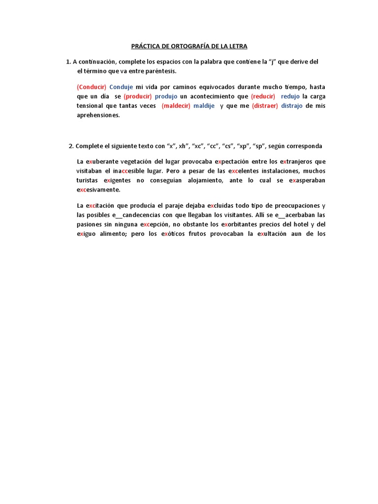 Práctica Ortografía Letra | PDF