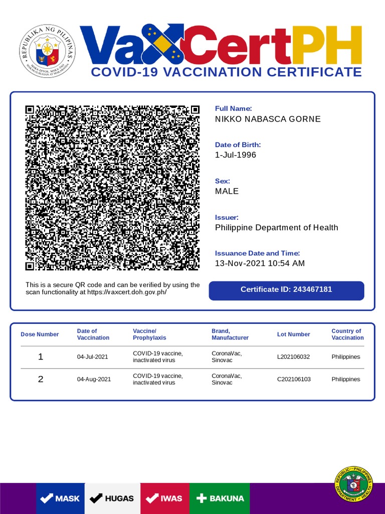 COVID-19 Vaccination Certificate Details | PDF