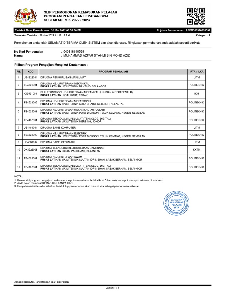 Muhammad Azfar Syahmi Bin Mohd Aziz | PDF
