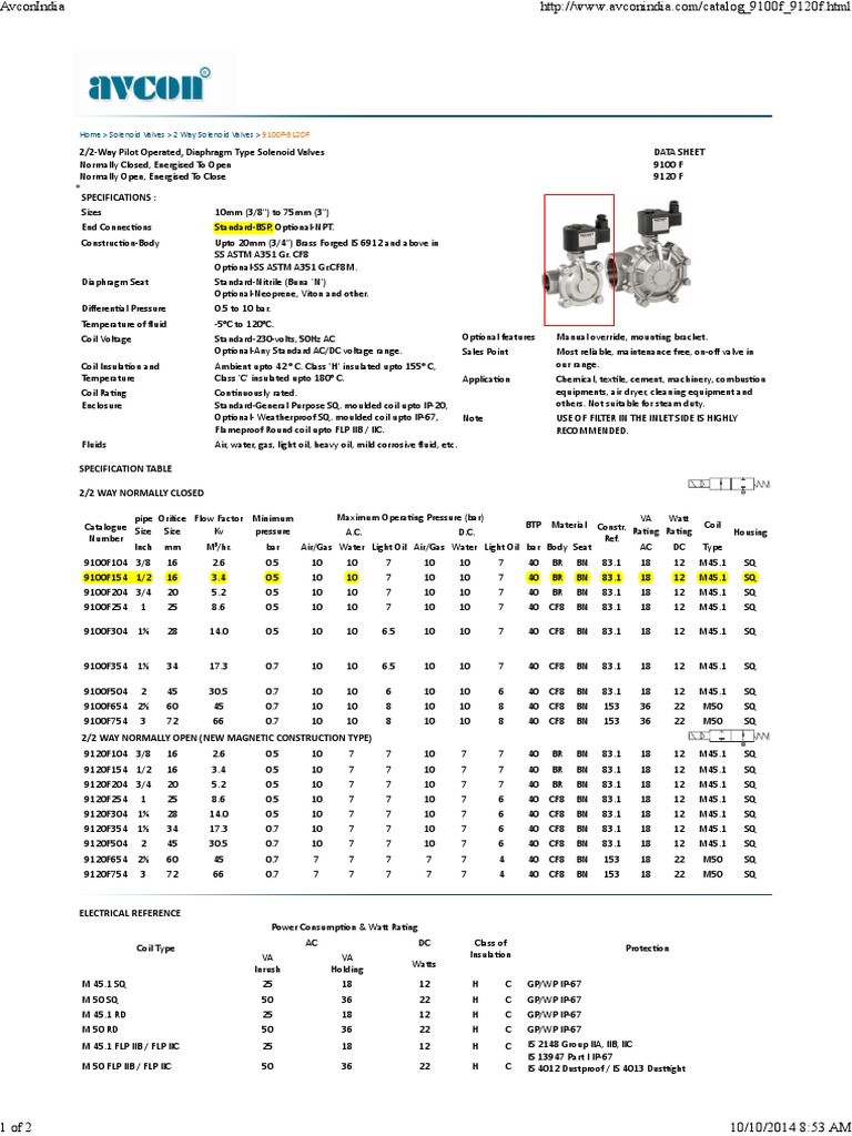 Avcon Solenoid India | PDF | Valve | Building Engineering