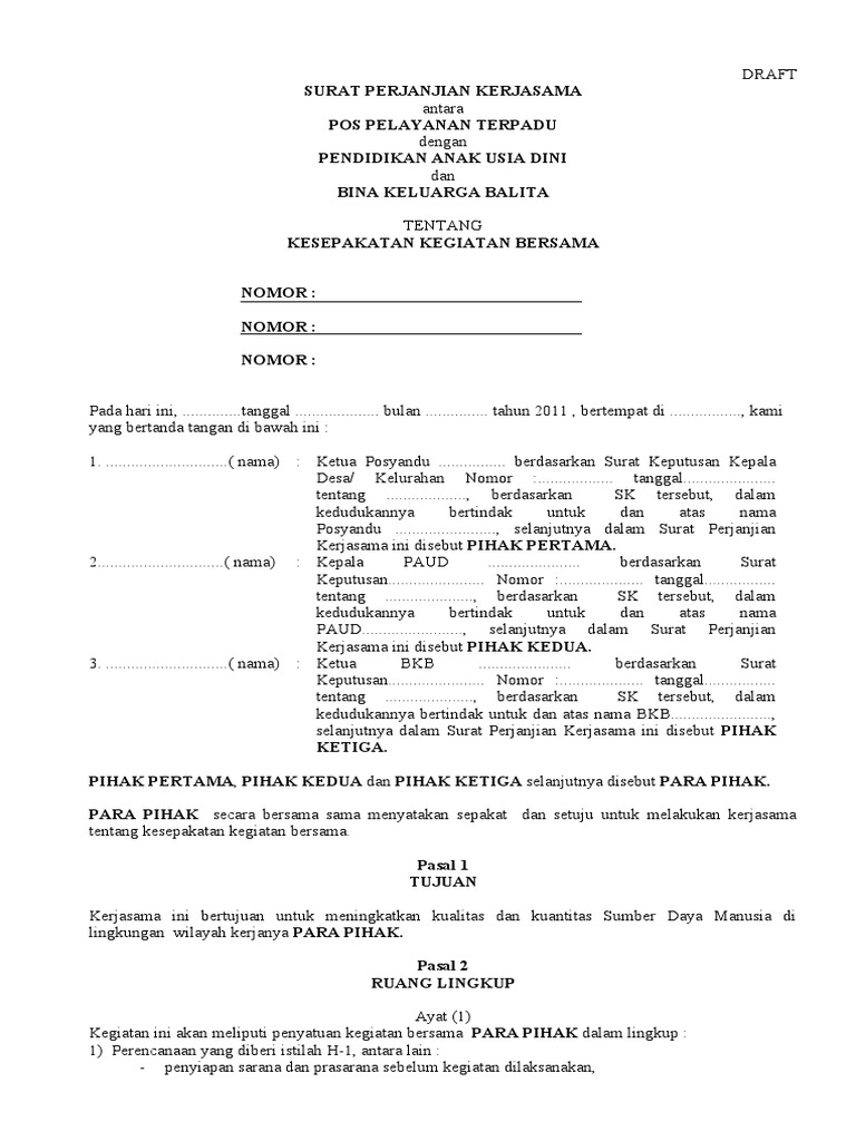 Draft SPK - POSYANDU MODEL | PDF