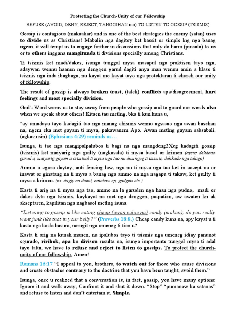 Refuse To Listen To Gossip | PDF | Human Communication | Psychological ...