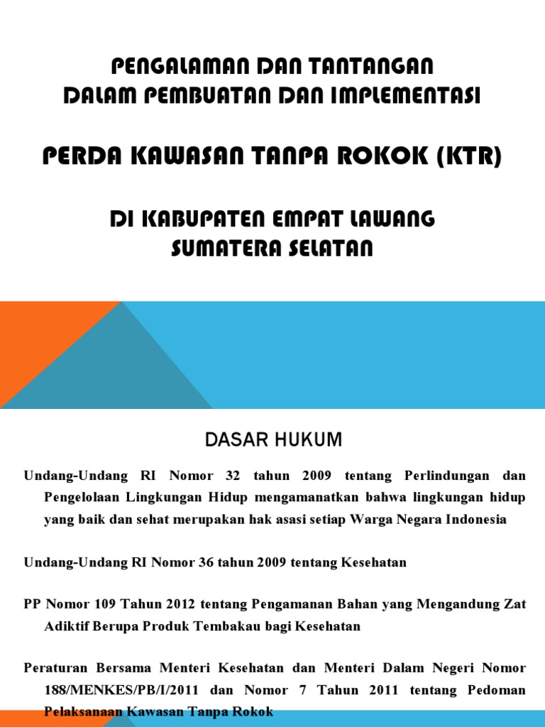 Materi Paparan Tantangan Penerapan Perda KTR Di Kab. Empat Lawang | PDF Materi Paparan Tantangan Penerapan Perda KTR Di Kab. Empat Lawang | PDF