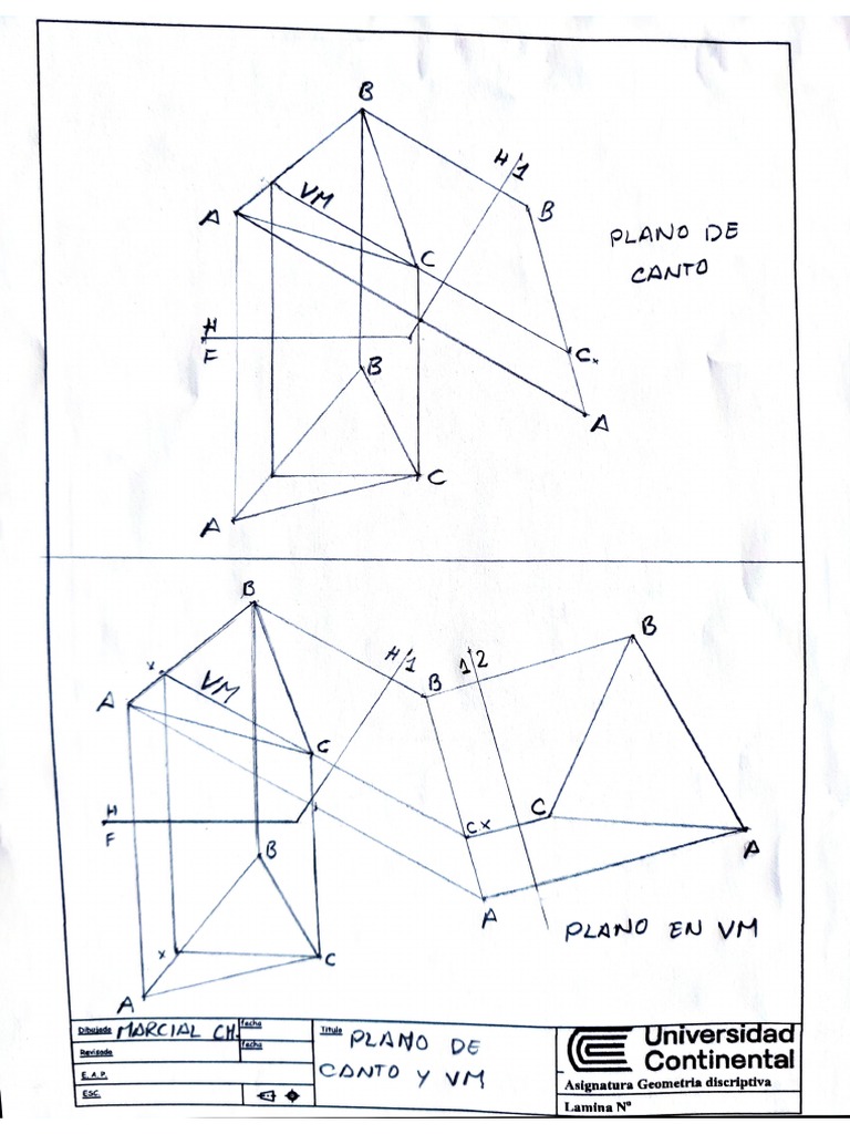 Plano de Canto e Inclinacion Geometria Descriptiva | PDF