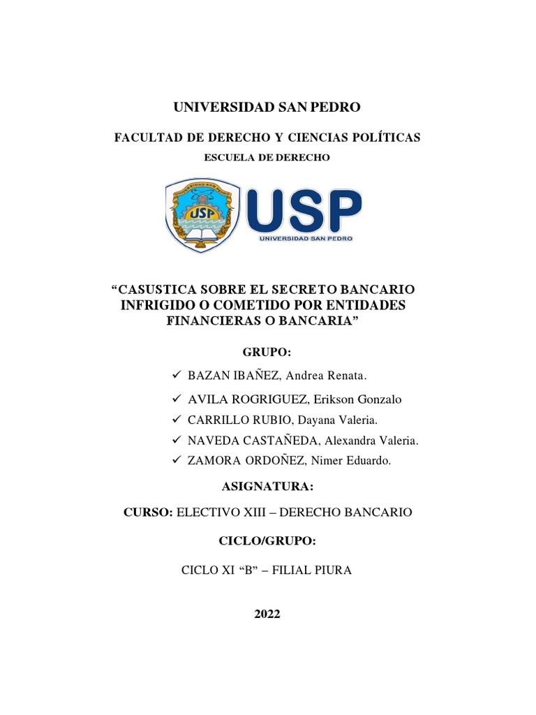 Informe Final Grupal | PDF | Secreto bancario | Bancos