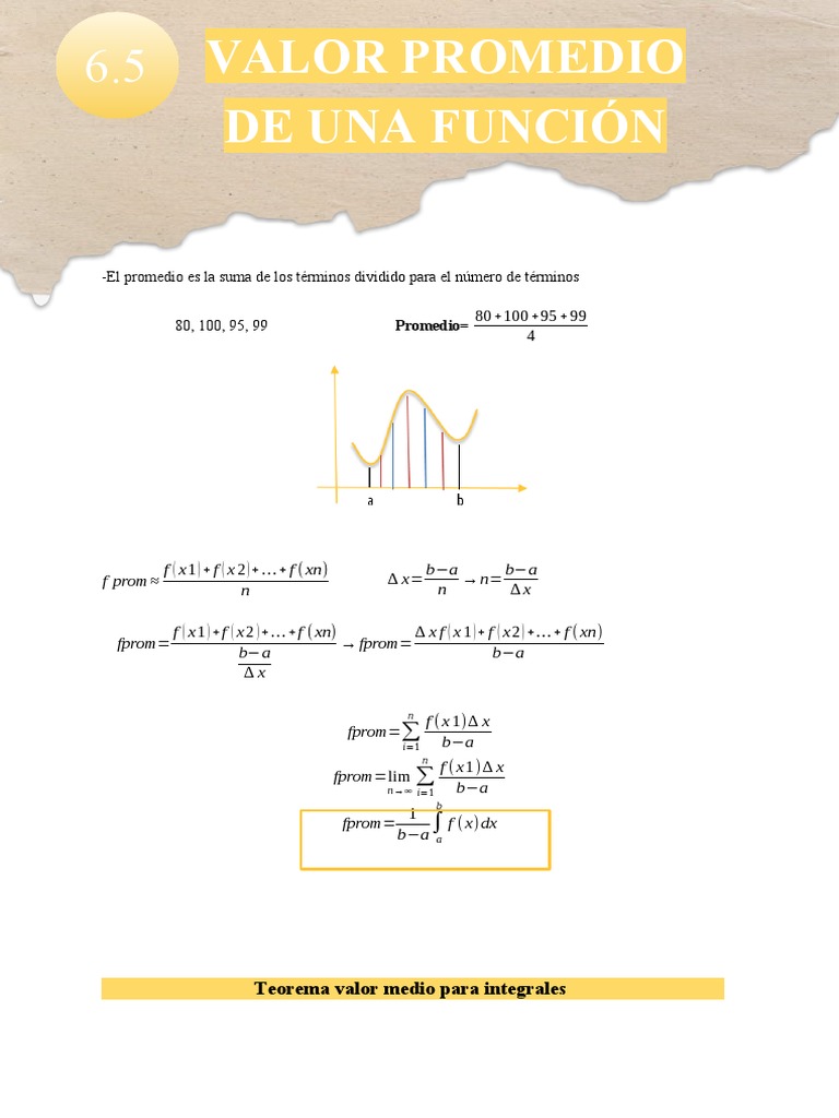 Valor Promedio de Una Funcion | PDF | Matemáticas | Análisis matemático