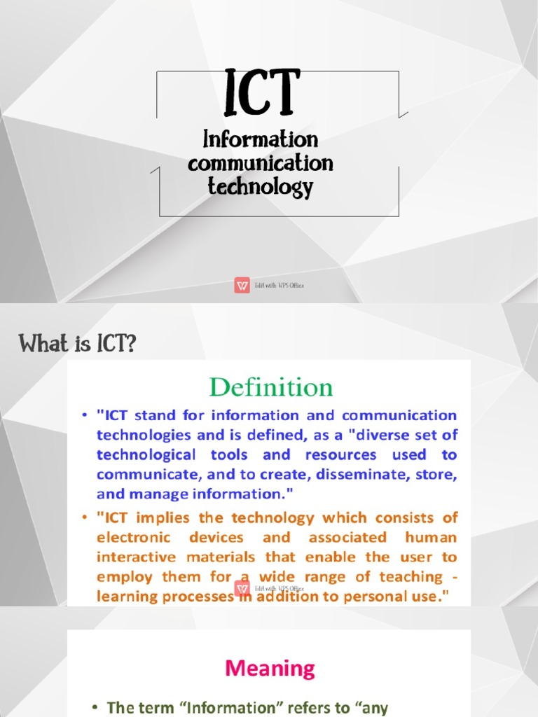 Definition ICT Its Types and The Role of ICT | PDF | Educational ...