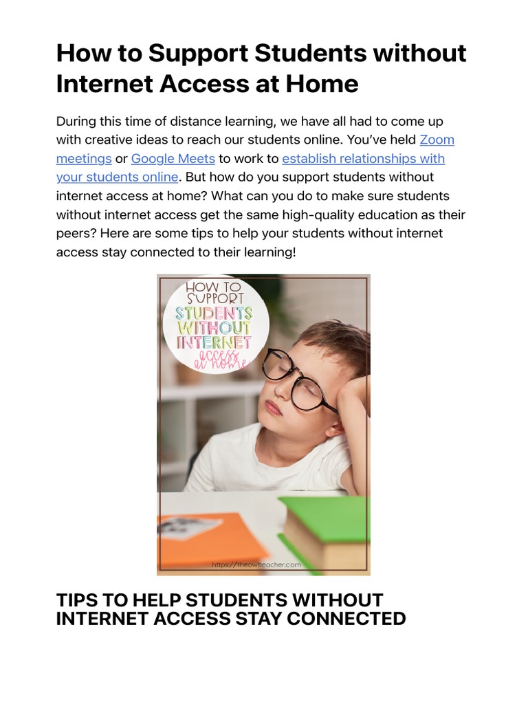 How To Support Students Without Internet Access at Home - The Owl ...