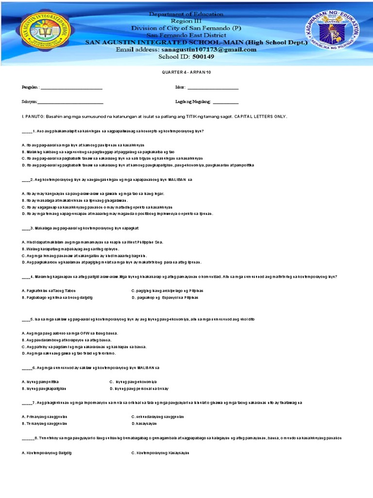 Test Paper Ap10 - q1.1 | PDF